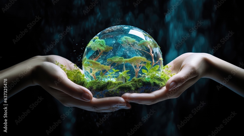 Environmental, Green, Nature, Terrestrial globe, Palms, Hands, Exchange ...