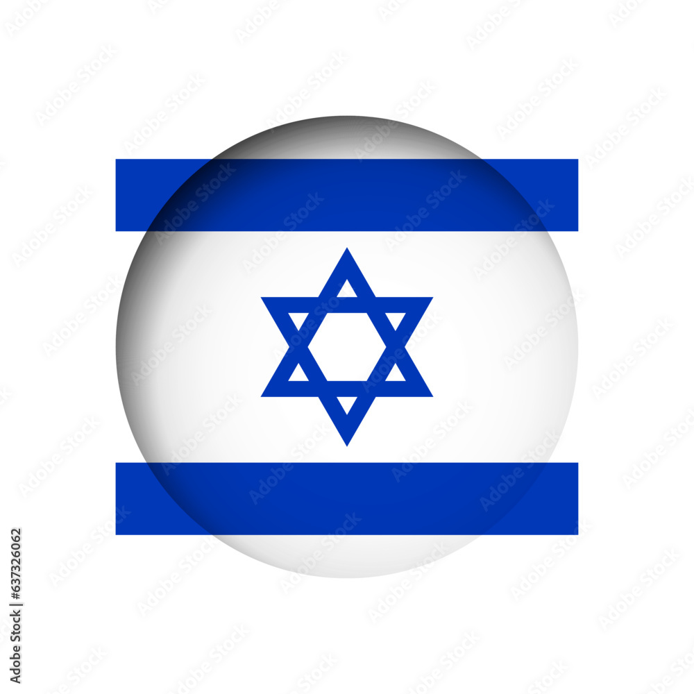 Photo & Art Print Israel flag - behind the cut circle paper hole with ...