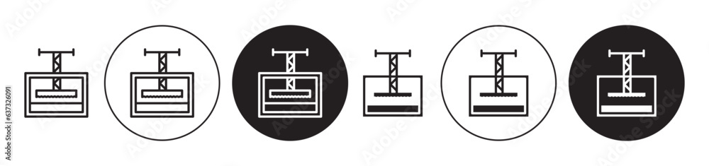 Manual press machine icon set. manufacturing steel squeeze or compress ...