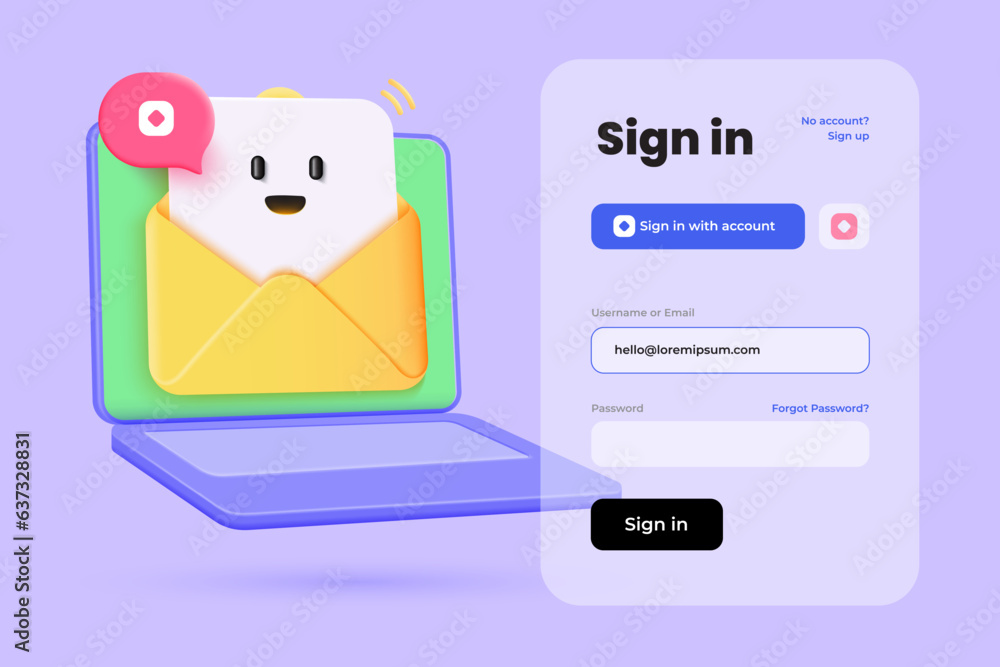 Vetor de Sign in web page concept. Account login and password form page ...