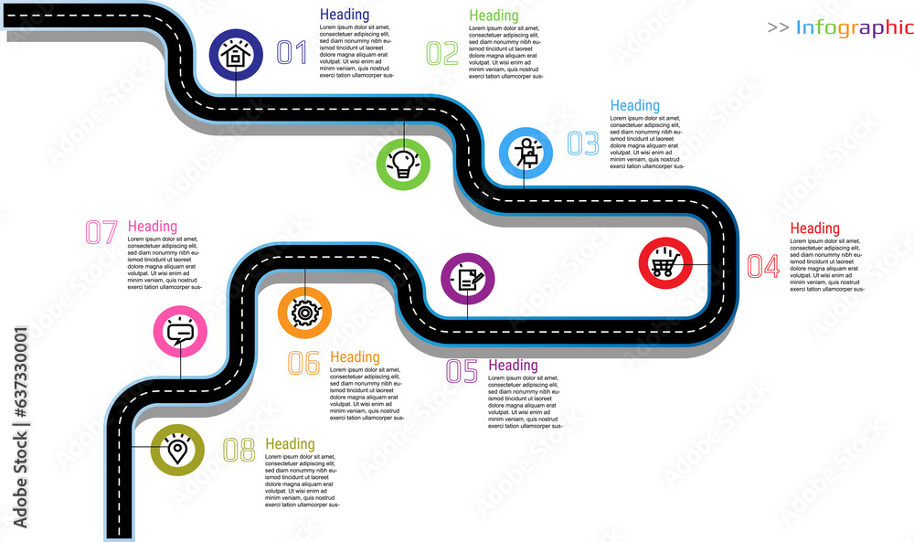 Infographic roadmap, timeline business design template. Street ...