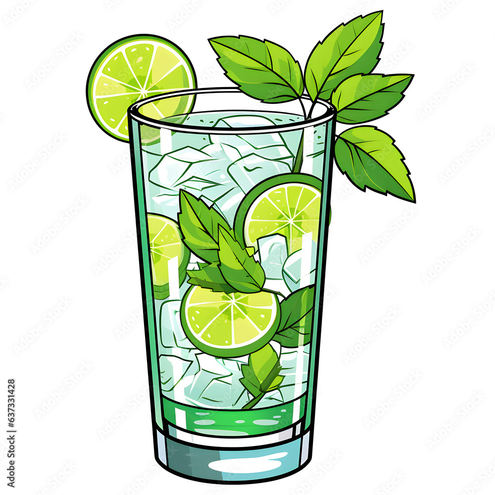 cartoon mojito glass clipart, transparent background Stock Illustration ...