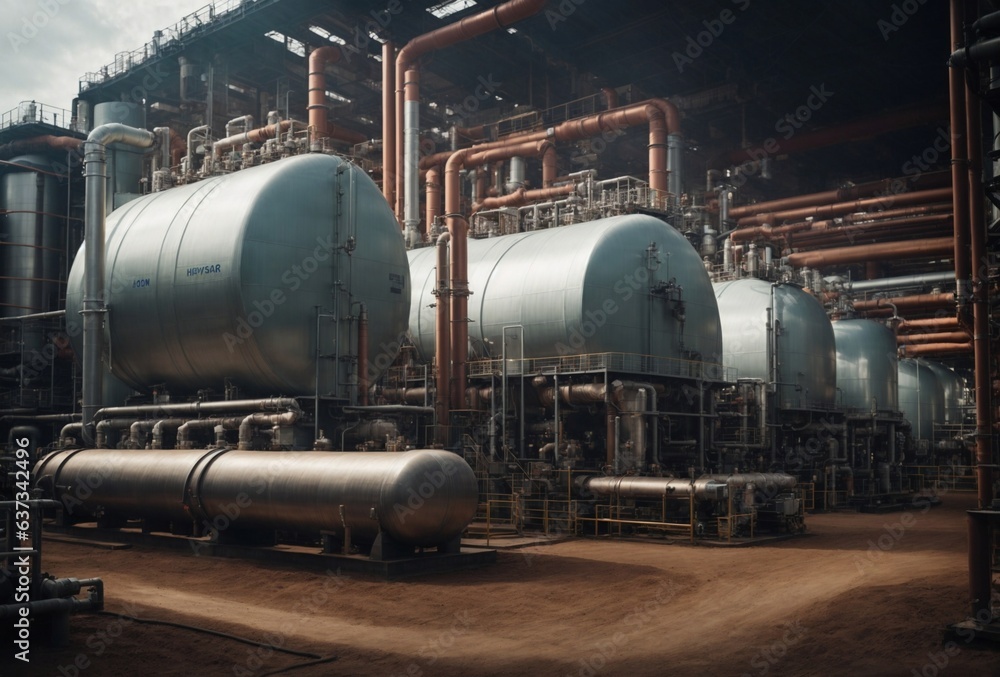 Massive fuel reservoirs serving as a storage before transport, Industry ...