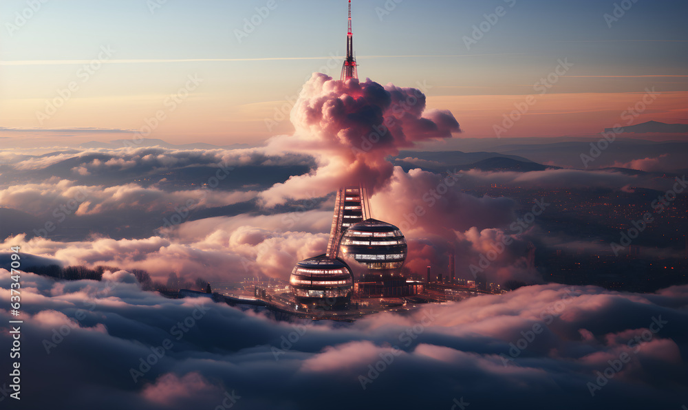 design of futuristic sky city , abstract tower architecture ...