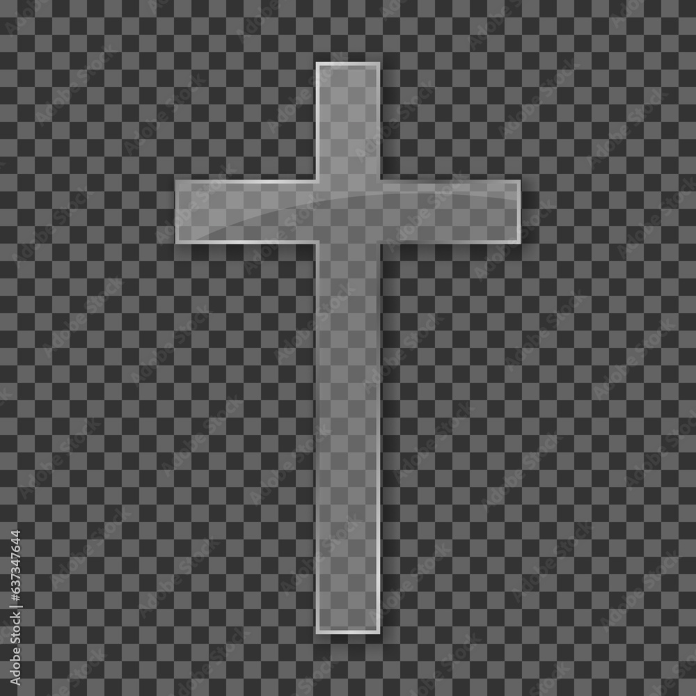 Christian cross on transparent background. Acrylic and glass texture ...