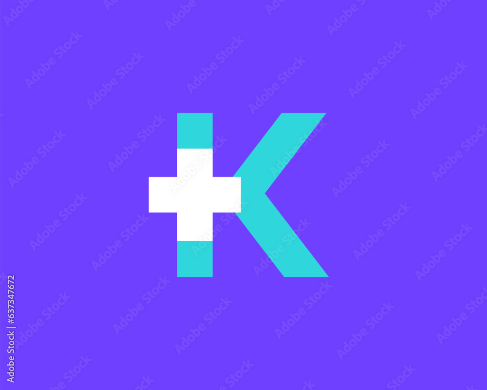 Letter K cross plus medical logo icon design template elements Stock ...