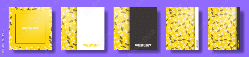 Cute Bee Themed Poster templates. Bee. Honeycomb background. Minimalist ...