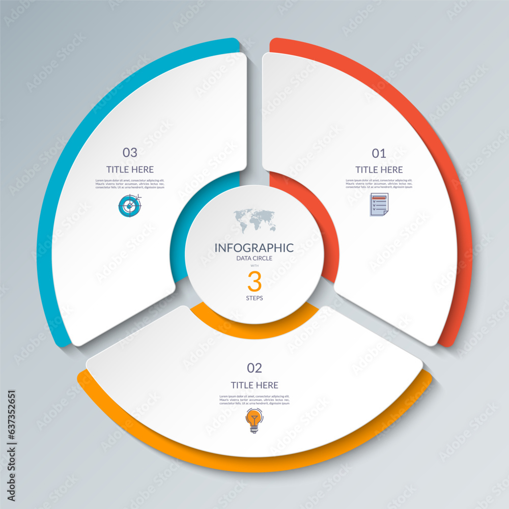 Vector infographic circle. Cycle diagram with 3 steps. Round chart that ...