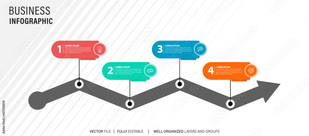 business process stage infographics template diagram banner with long ...