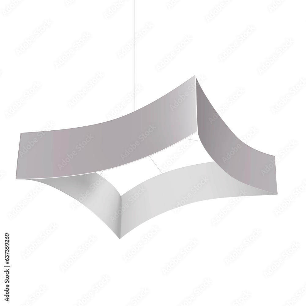 Hanging curved square trade show display realistic vector mockup ...