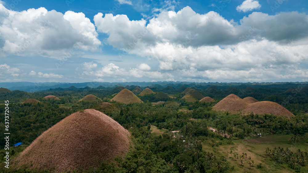 Photograph of the Chocolate Hills mountains in Bohol in the Philippines ...