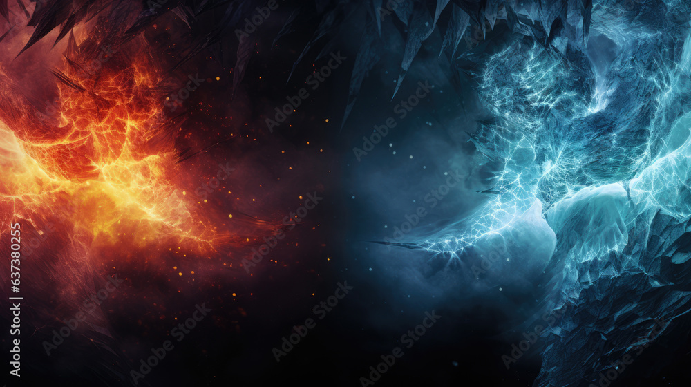 Blue and red, ice and fire background texture, different kind of the ...