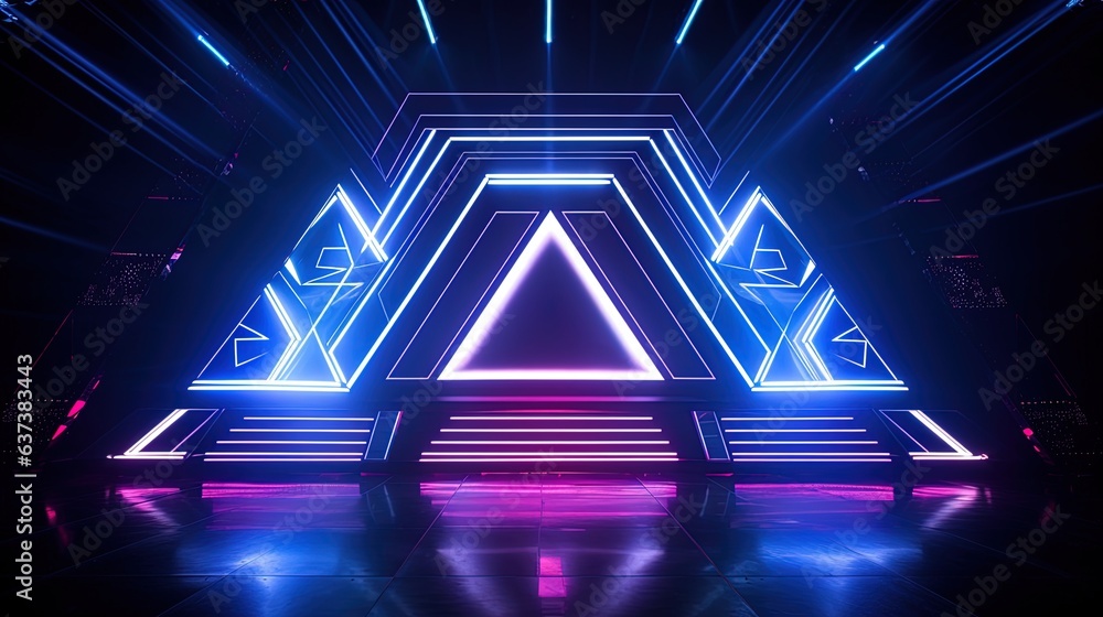 Abstract neon scene with beams and spotlights. AI generation Stock ...