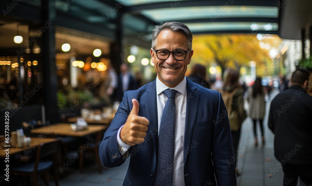 Mature Executive Happy and Thumbs Up: A Sign of Satisfaction: A photo ...