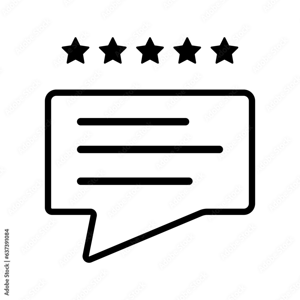 Five star rating linear icon. Customer excellent review and feedback ...
