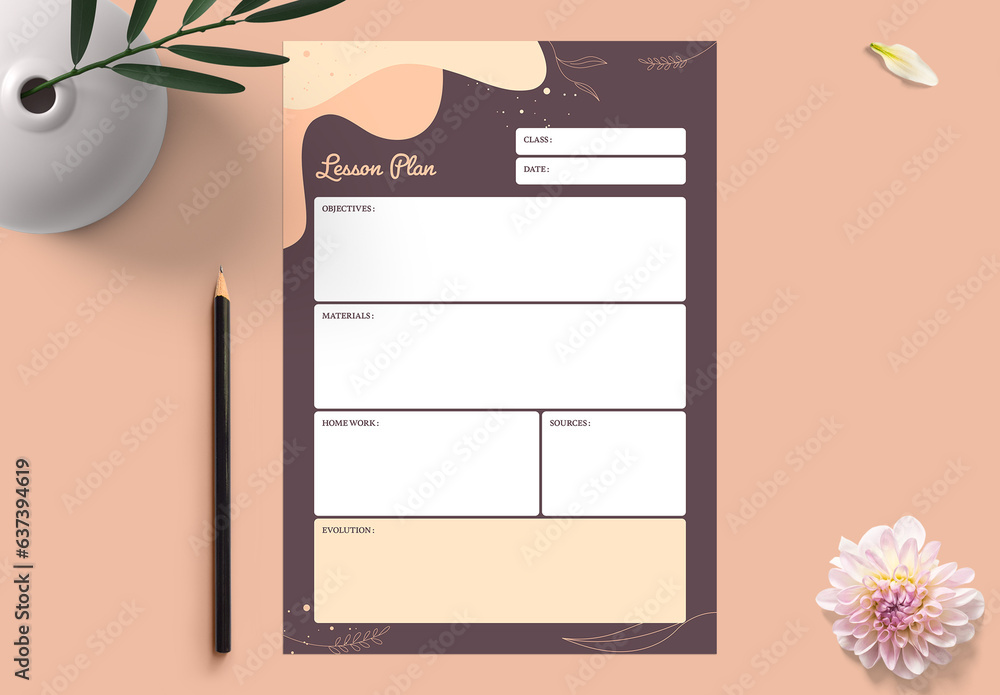 Lesson Plan layout Stock Template | Adobe Stock
