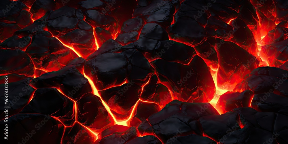 Molten lava texture background. Ground hot lava. Burning coals, crack ...