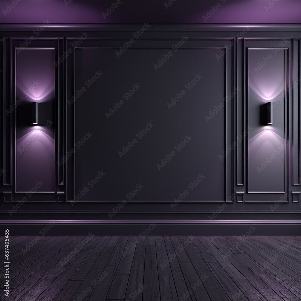 Plain black wall with simplistic floor boards and extremely minimalist ...