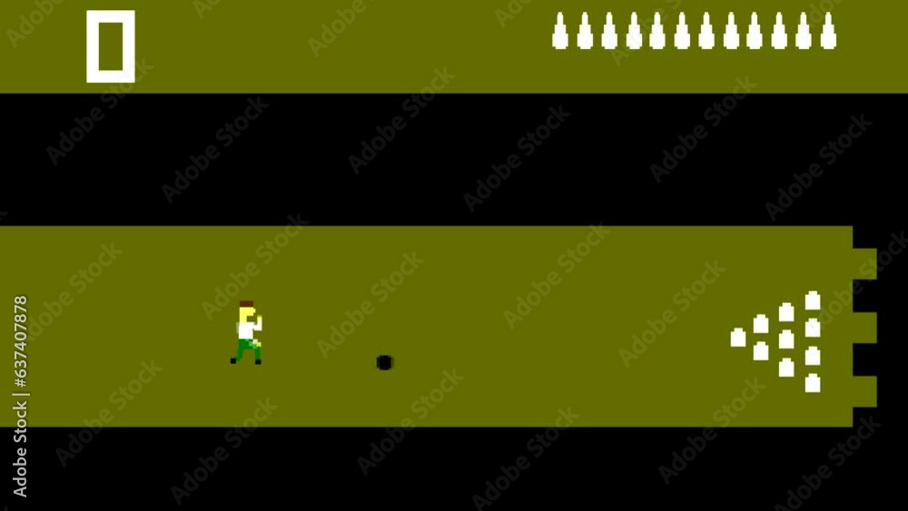 Animation of a game in 8-bit style of a man playing bowling, vintage ...