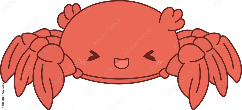 Cartoon Crab, Kawaii Sea Animal, Cute Underwater Animal Stock Vector ...