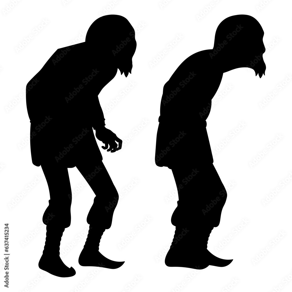 Silhouette of old man. Old man's shadow. Old Stooped Man. Hunched old ...