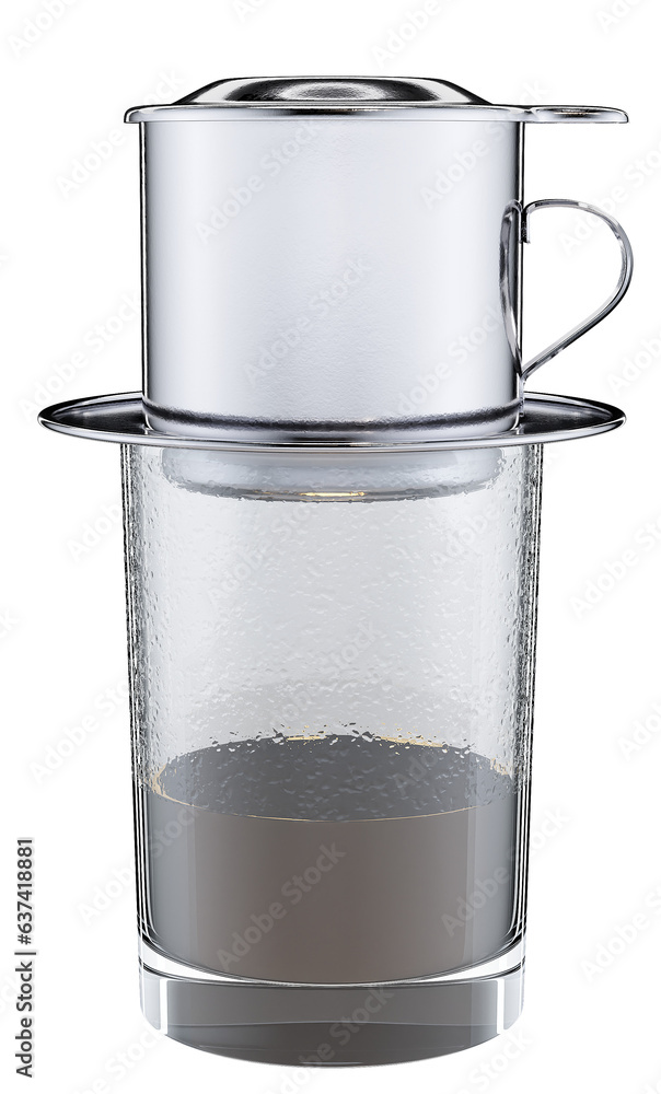 Traditional Vietnamese black coffee style showcased in a glass cup with ...