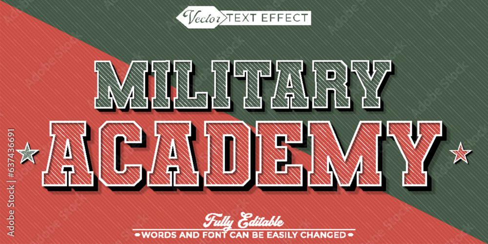 Old School Military Academy Vector Editable Text Effect Template Stock ...