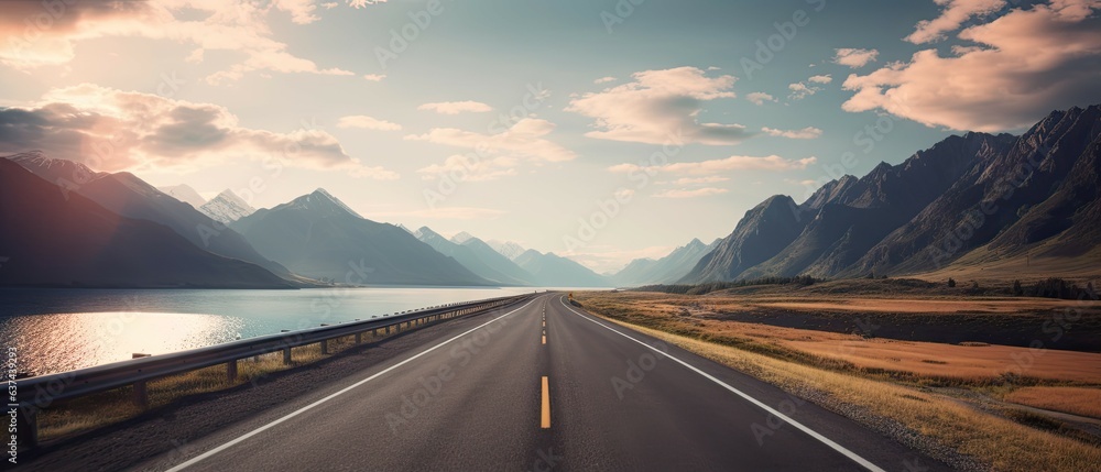 Pathway to adventure. Exploring nature highways. Beyond horizon. Road ...