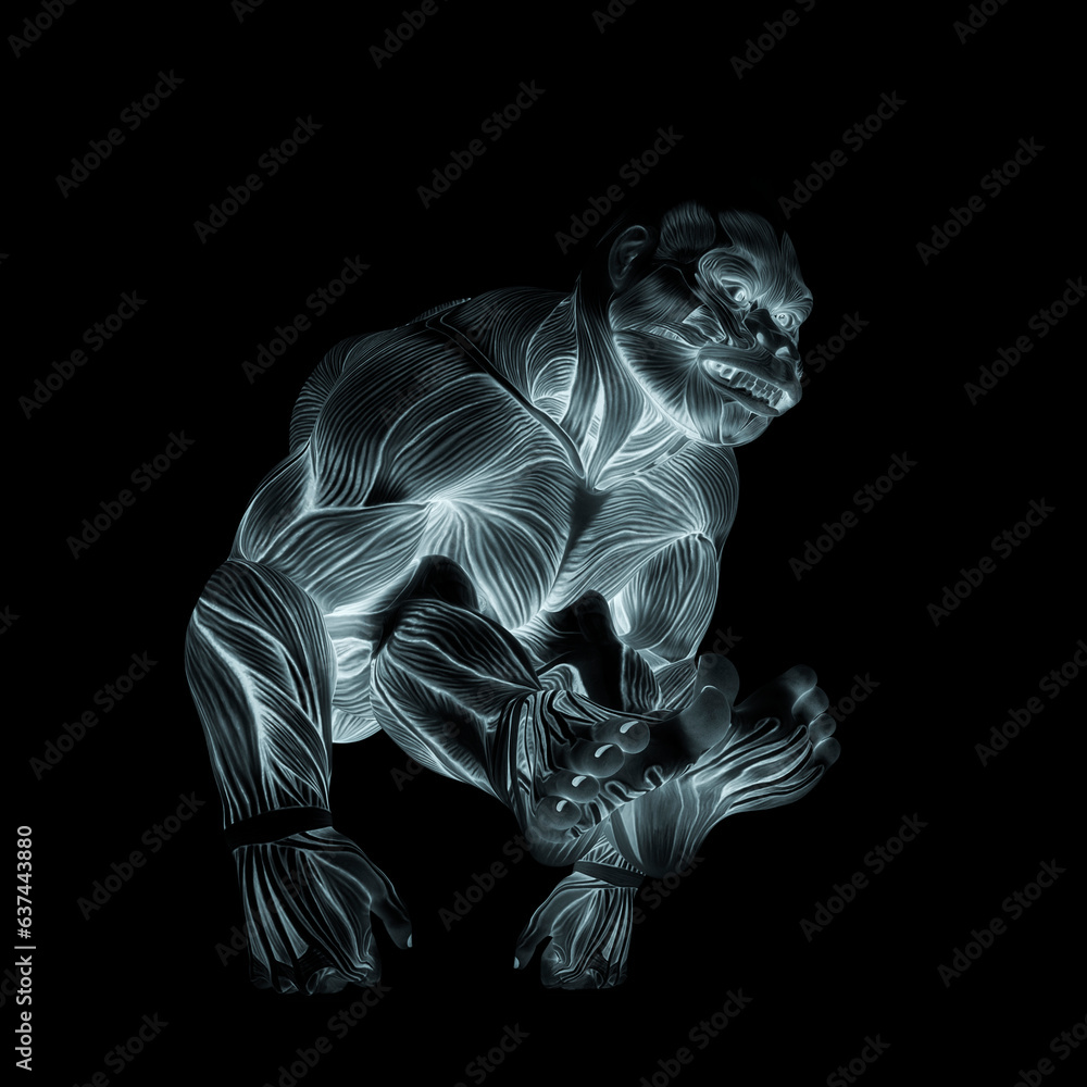 gorilla is doing a knuckles walking side view on muscle map anatomy ...