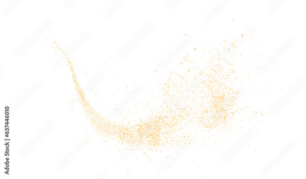 Golden dust cloud with sparkles isolated on transparent background. Stardust sparkling ...