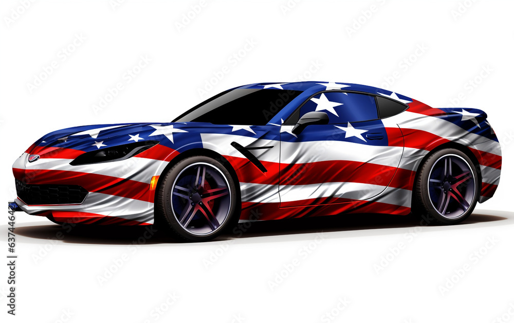 Vector graphics of an American flag car wrap design, capturing the ...