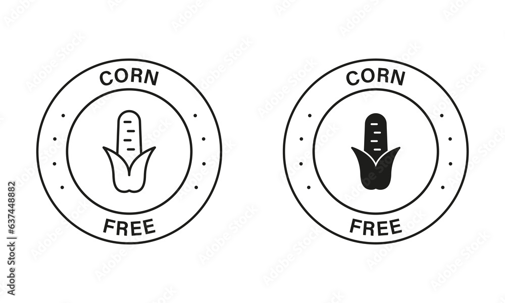 Corn Free Black Circle Stamp Set. No Maize Allergy Ingredient Label ...
