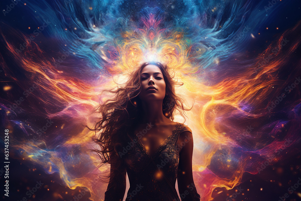 Picture of woman Astral body Psychedelic journey near death experience ...