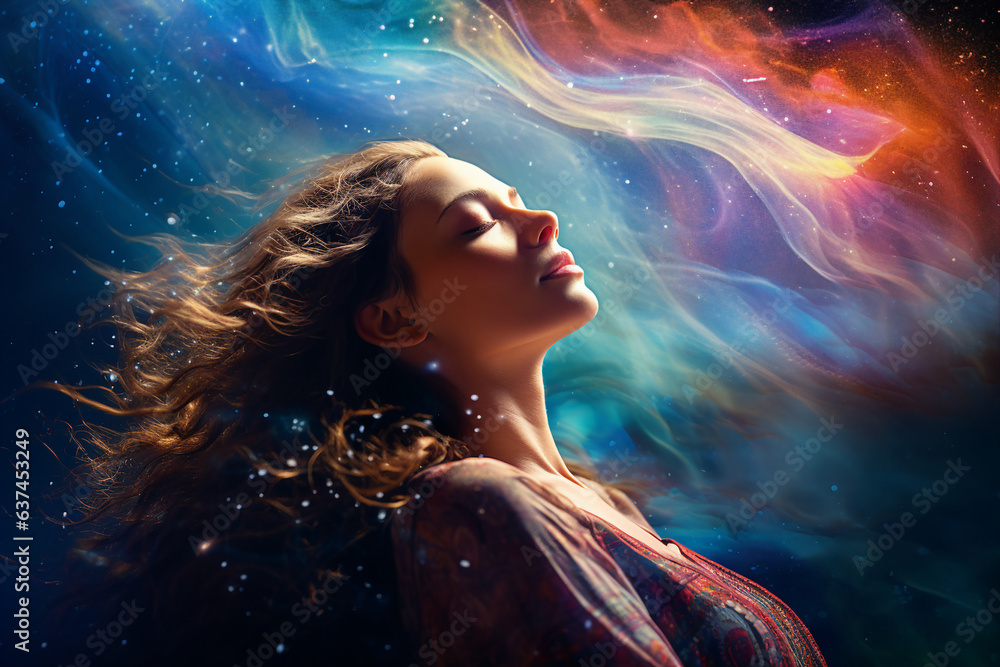 Picture of woman Astral body Psychedelic journey near death experience ...