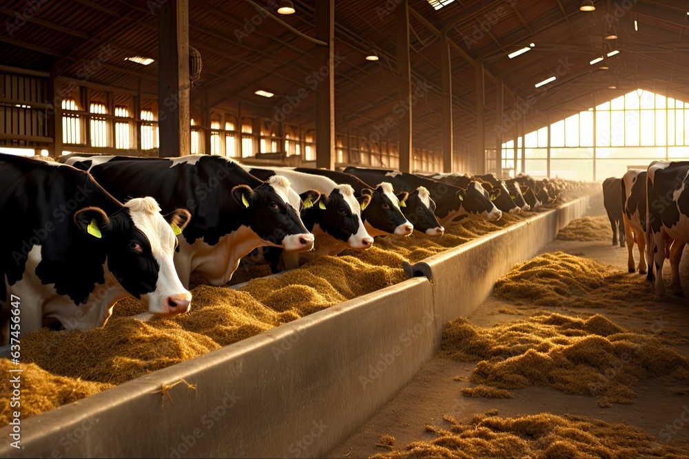 Animal Feed in Barn with Corn and Cows. Bovine and Caprine Feed for ...