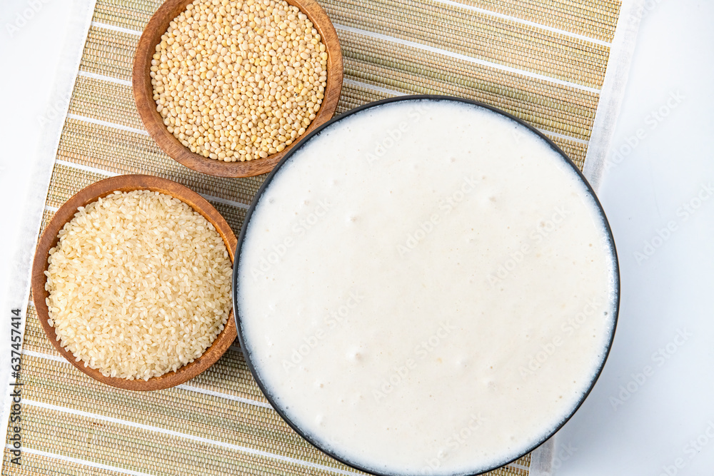 Selective focused image of fermented batter for idli and dosa in an ...