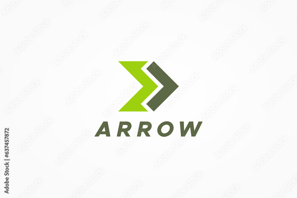 Vetor de Right Arrow Logo. Green Geometric Double Arrow Shapes isolated ...