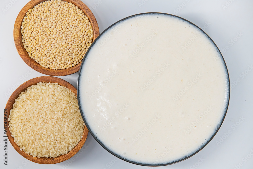 Selective focused image of fermented batter for idli and dosa in an ...