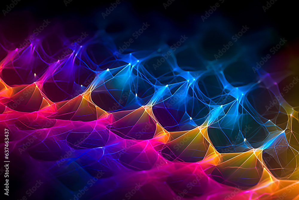 Dazzling color gradient, abstract electron cloud encircling a ...