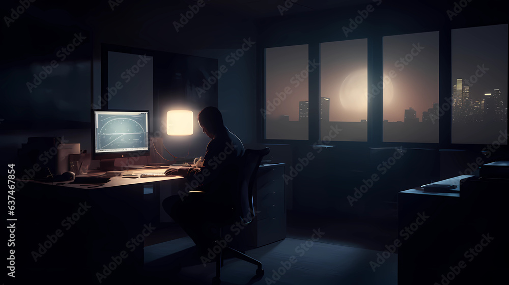 As the clock strikes midnight, an employee remains determined at their ...