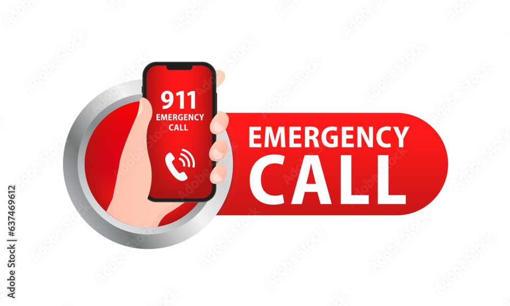 Emergency call icon. SOS emergency call. Emergency message. SOS icon. Emergency hotline. 911 ...