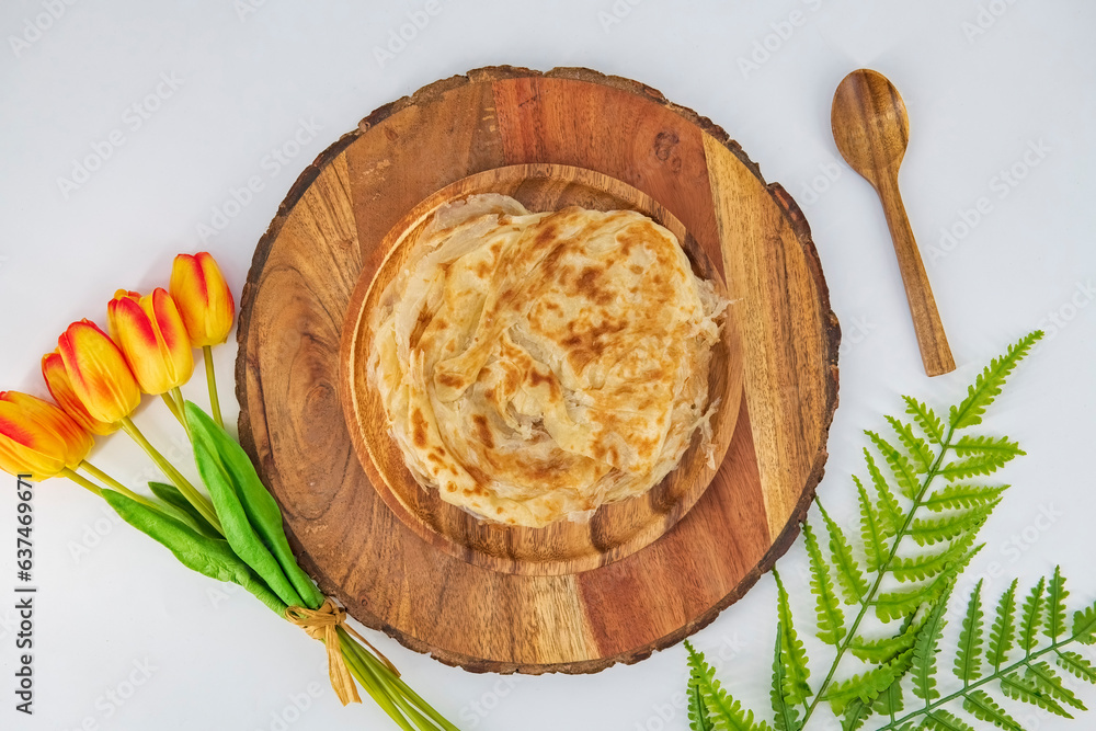 Malabar parota in an isolated background. South Indian Porata in a ...