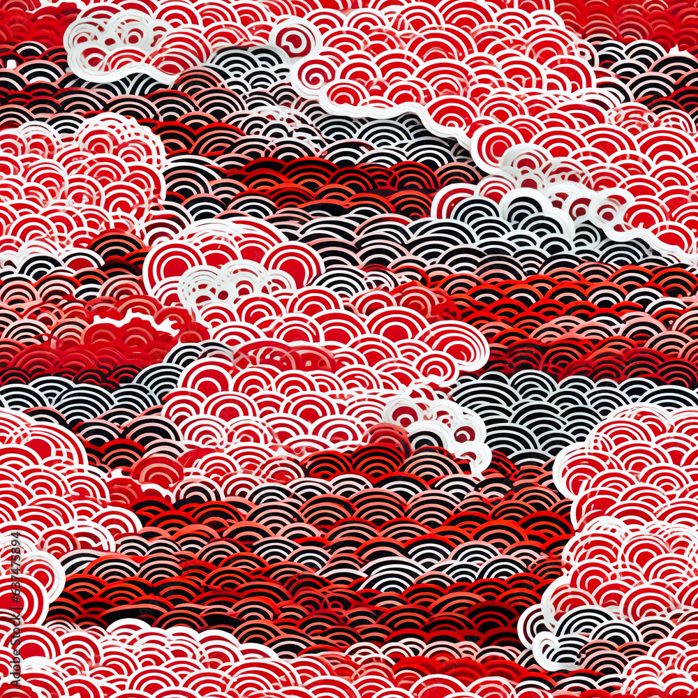 Seamless red floral pattern in traditional style inspired by cherry ...