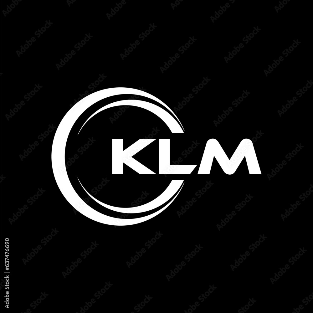 KLM letter logo design with black background in illustrator, cube logo ...