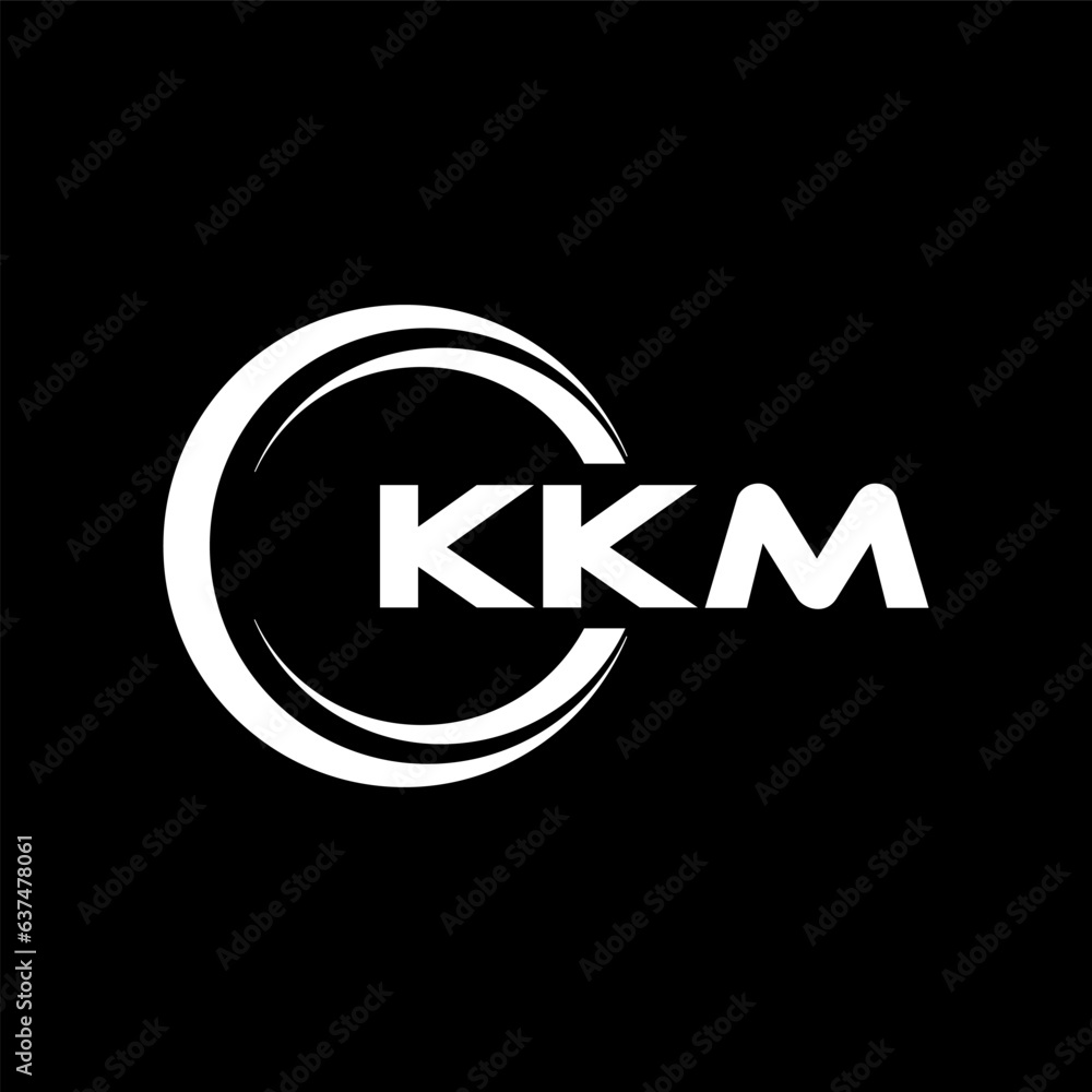 Vettoriale Stock KKM letter logo design with black background in ...