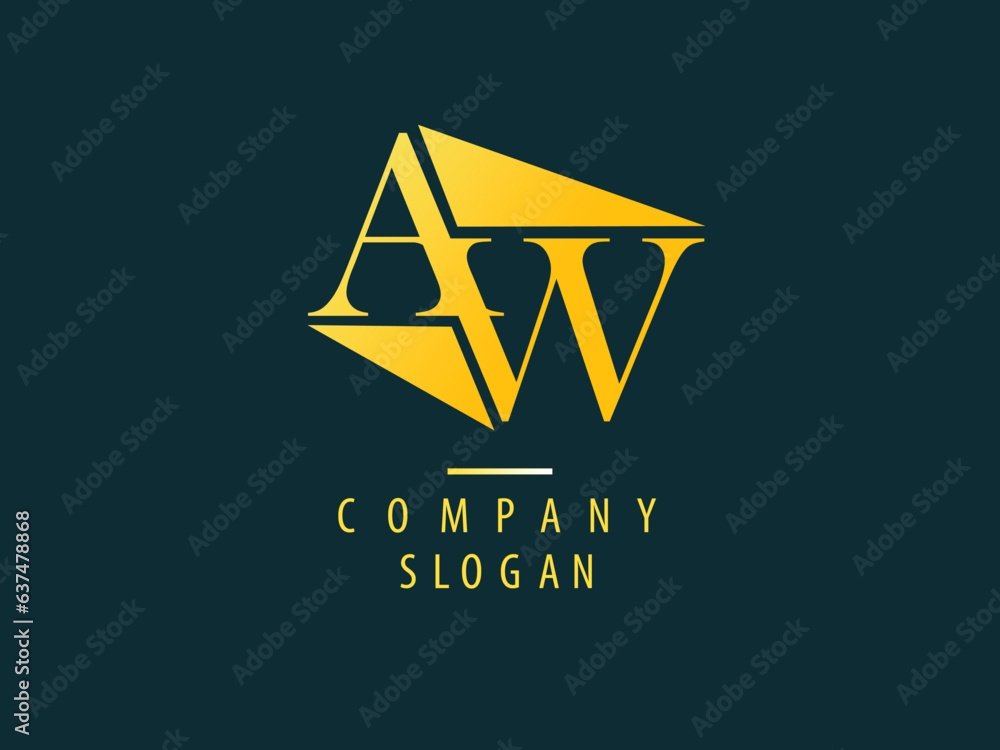 AW monogram logo in gold color vector. easy to edit and custom. Stock ...
