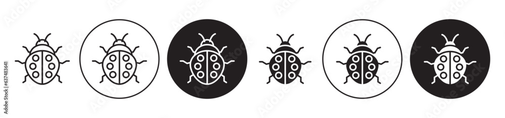 Ladybug vector icon set. cute ladybird symbol in black color. Stock ...
