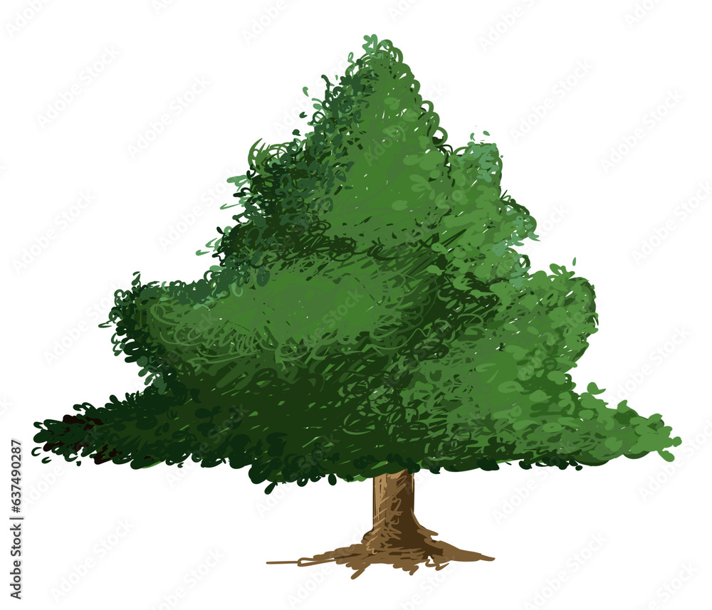 Artistic illustration featuring the elegant Diospyros buxifolia tree ...