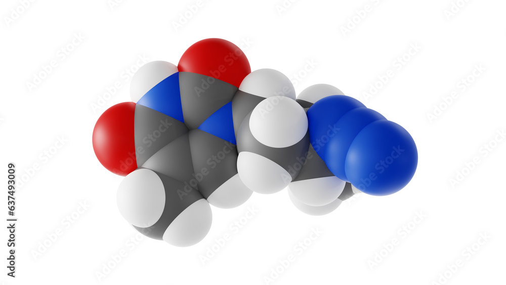 zidovudine molecule, azidothymidine molecular structure, isolated 3d ...