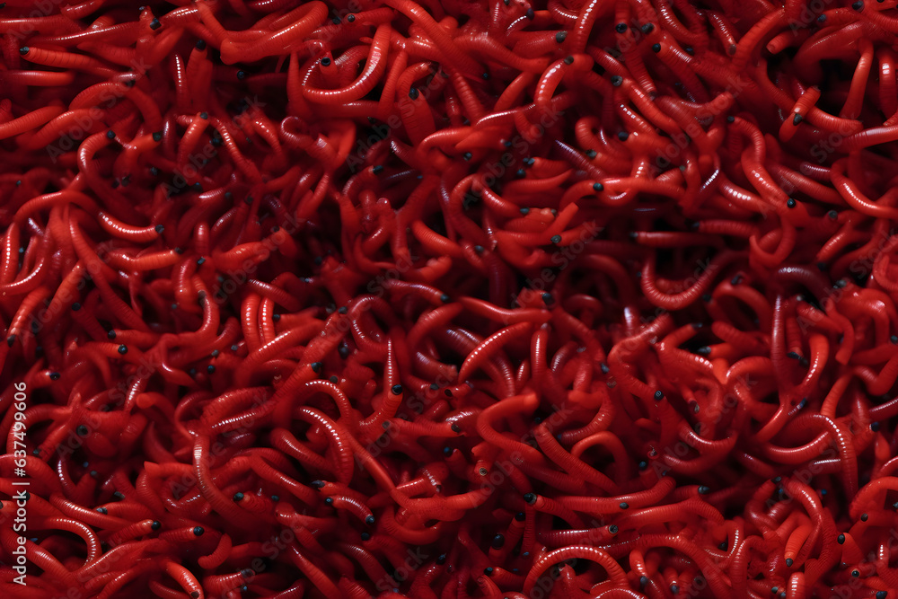 red worms full-frame background and seamless texture, neural network ...
